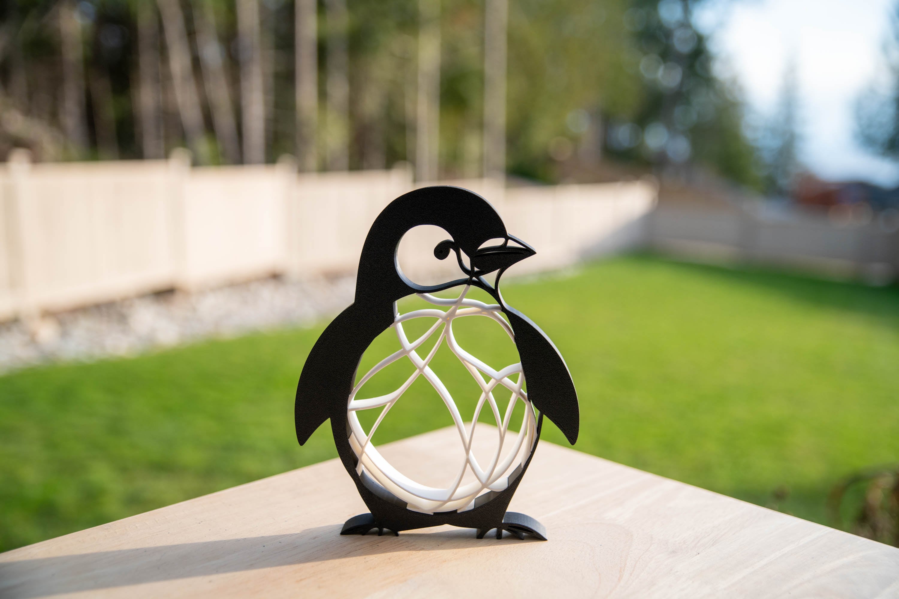 Penguin Line Art Sculpture Black and White Design Tabletop Decor Shelf ...