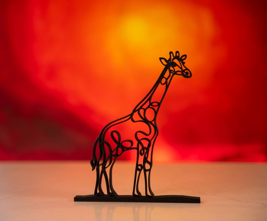 Giraffe Line Art Sculpture Tabletop Decor Ornament Minimalist Design 3D ...