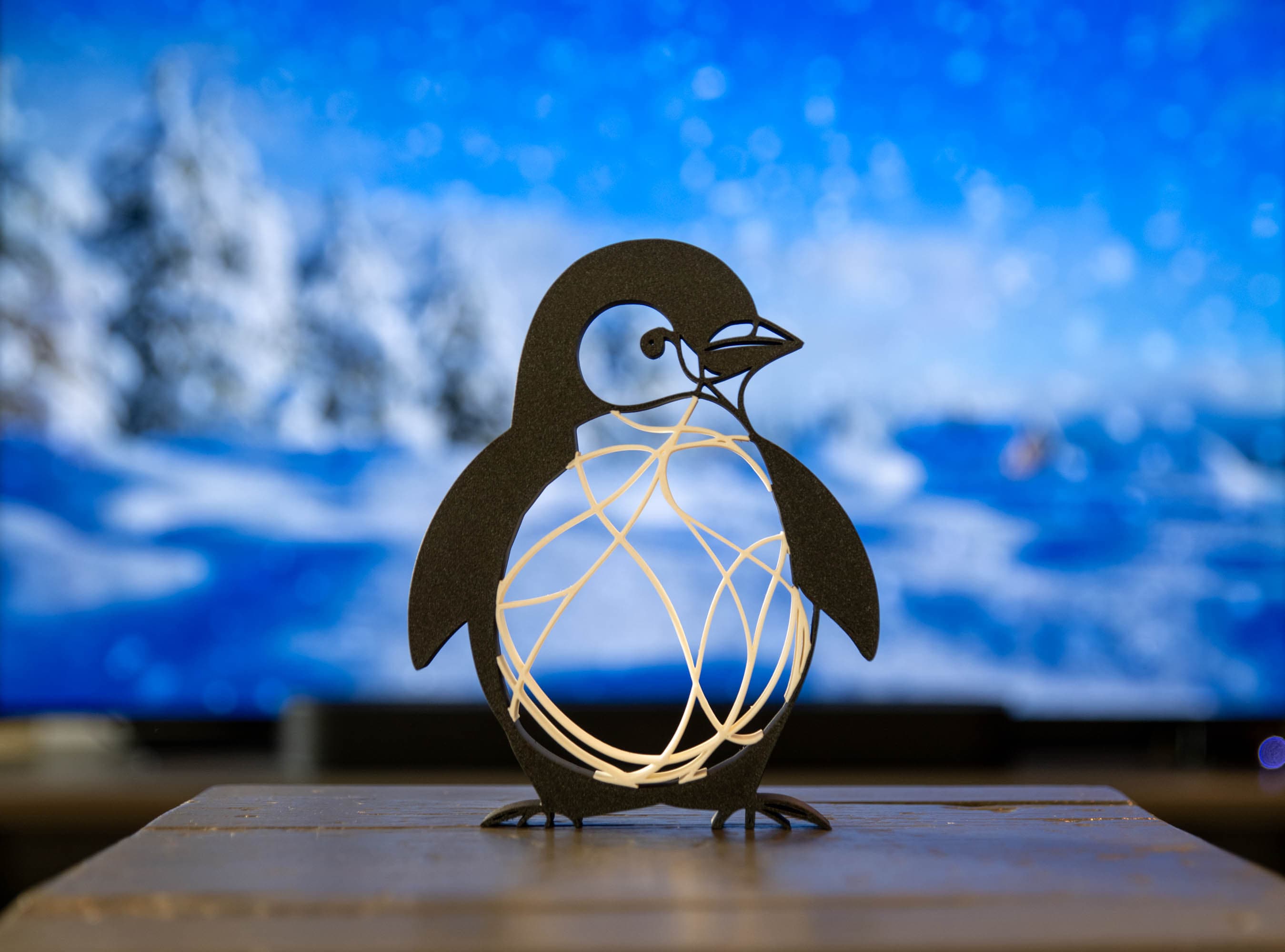 Penguin Line Art Sculpture | Black and White Design | Tabletop Decor ...