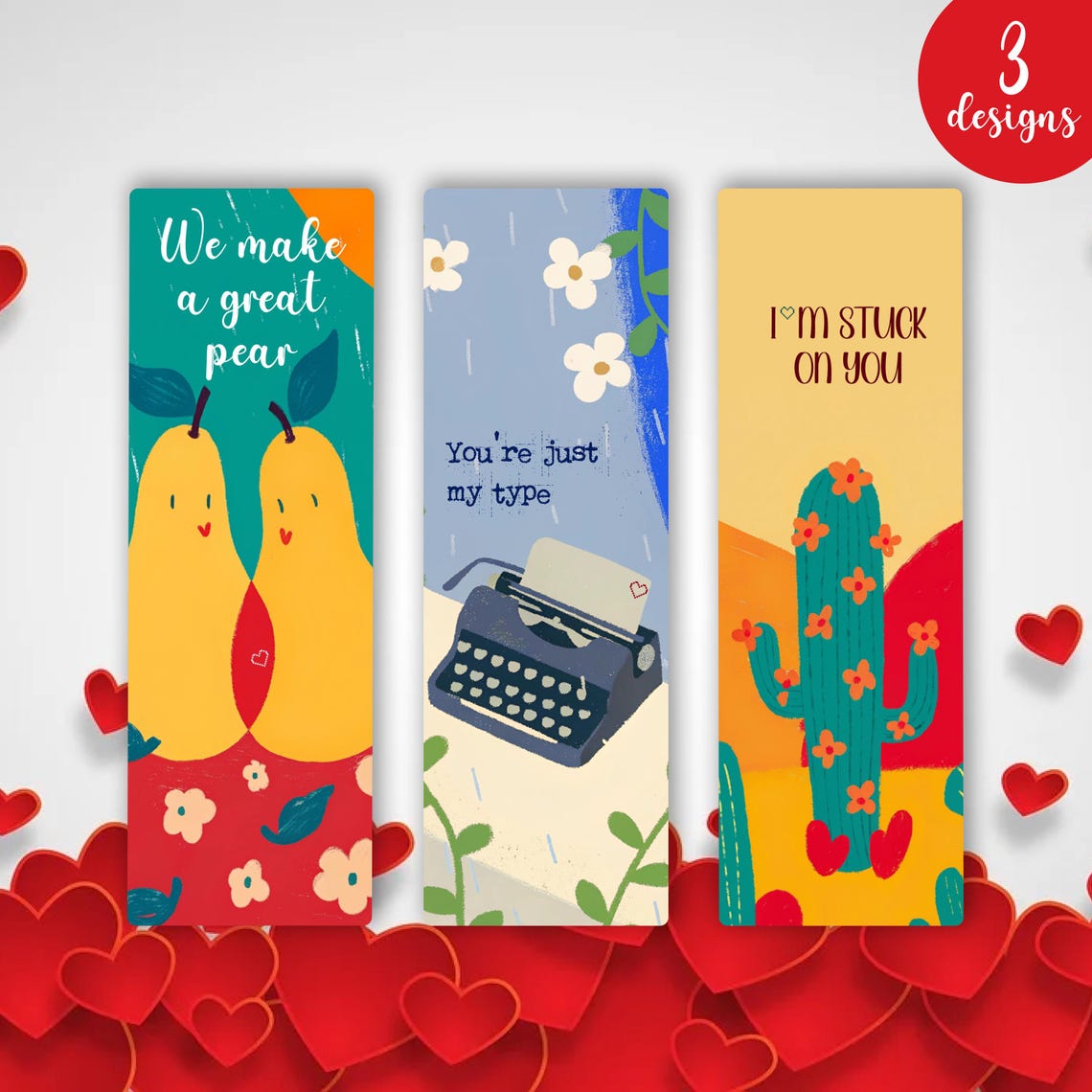 Valentines Day Pun Bookmarks Funny & Cute Love Quotes Printable Digital ...