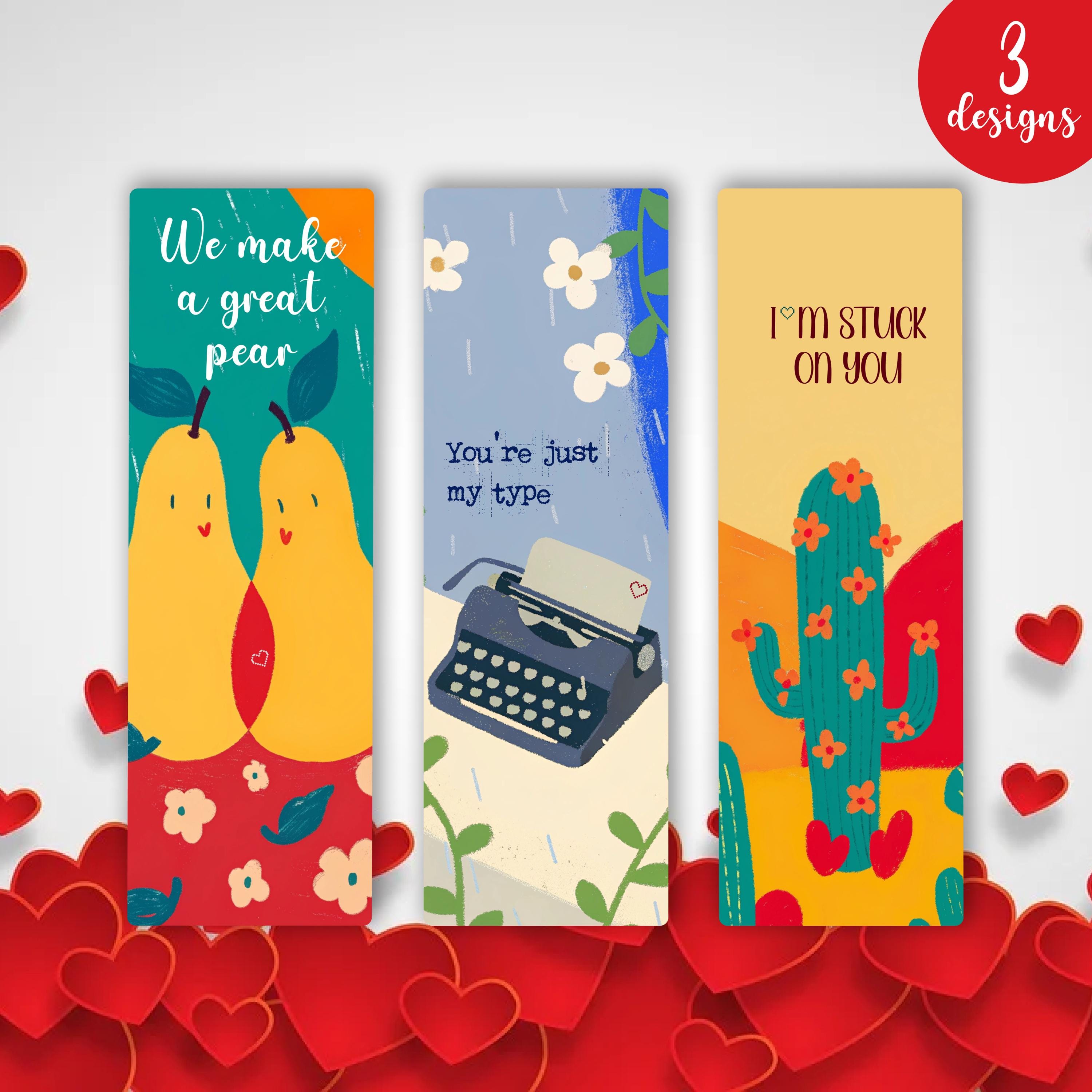 Valentines Day Pun Bookmarks Funny & Cute Love Quotes Printable Digital ...