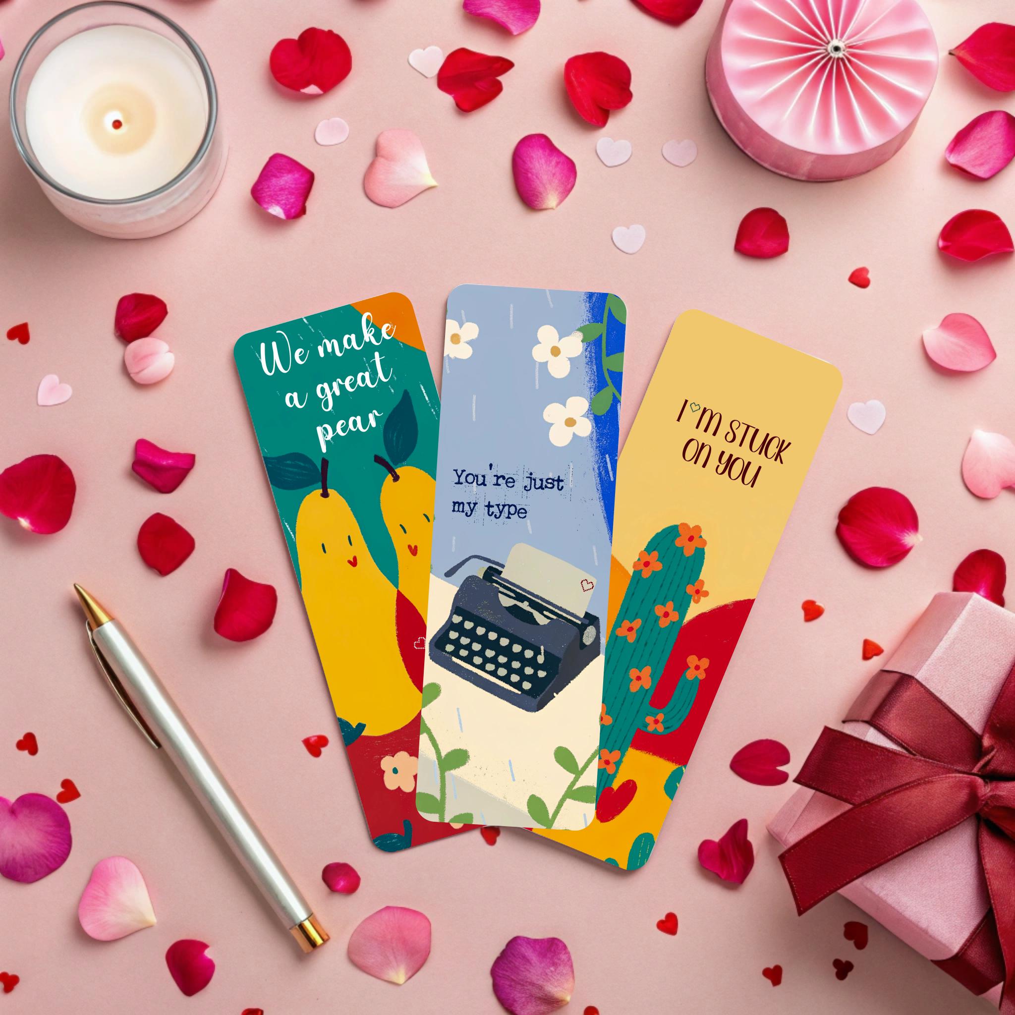 Valentines Day Pun Bookmarks Funny & Cute Love Quotes Printable Digital ...