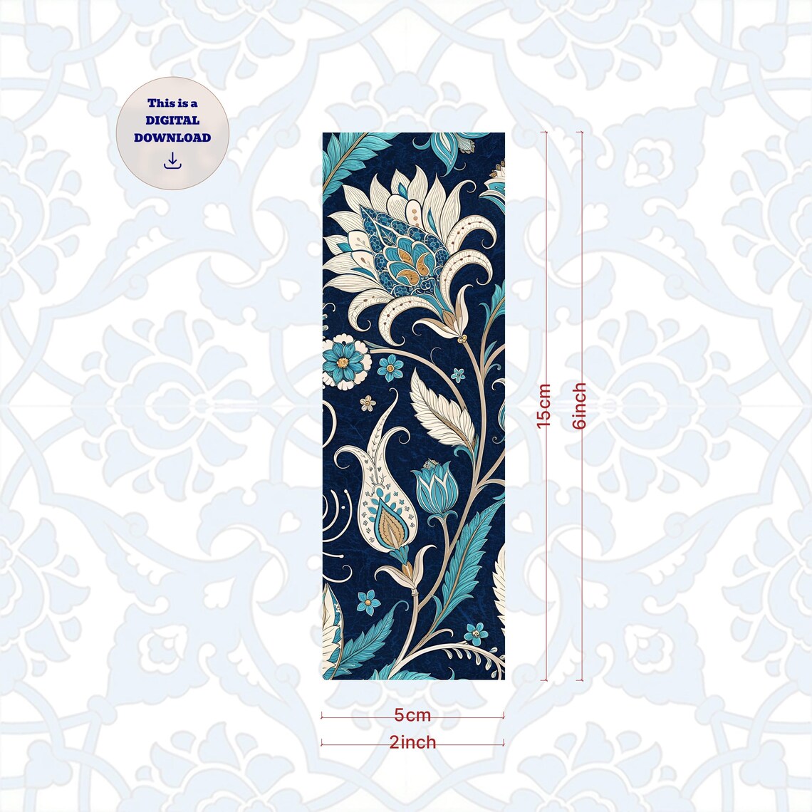 Turkish Iznik Tile Bookmark Set: Islamic Floral Art - Etsy