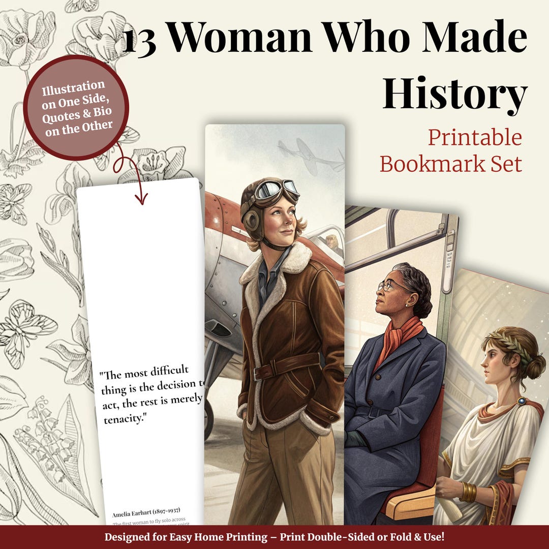 Inspirational Women Bookmarks | Printable Feminist Bookmark Set ...