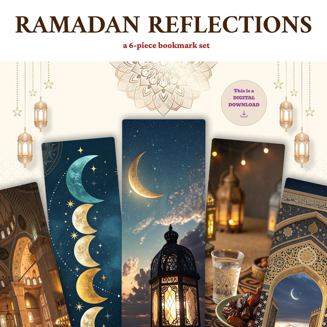 Ramadan Printable Bookmarks | Islamic Bookmark Set | Crescent Moon ...