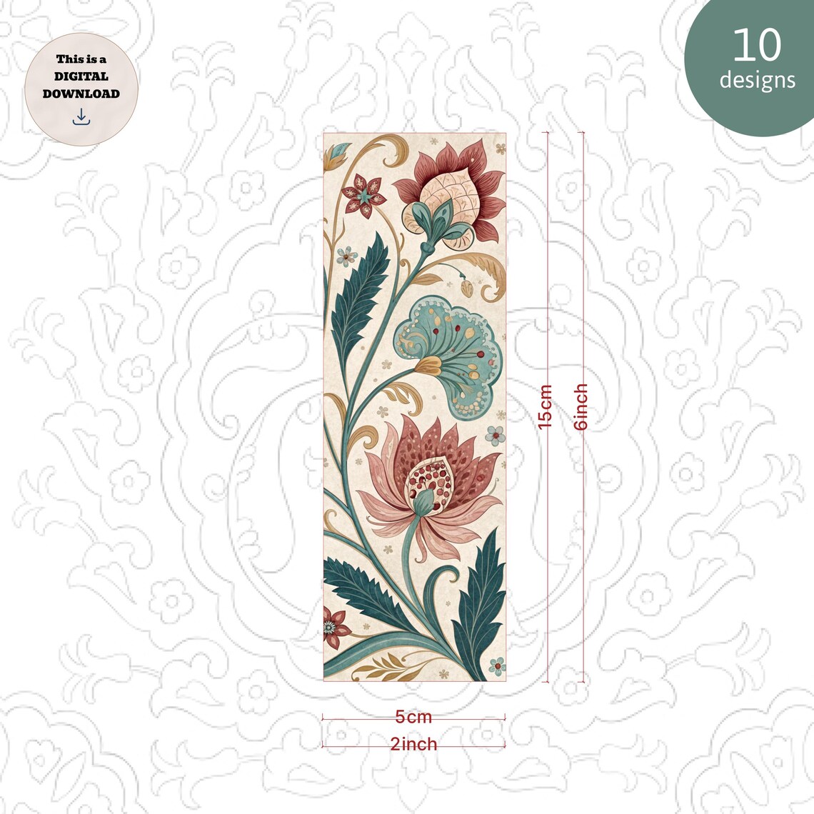 Ottoman Floral Tile Bookmark Set | Turkish Iznik Art Printable ...