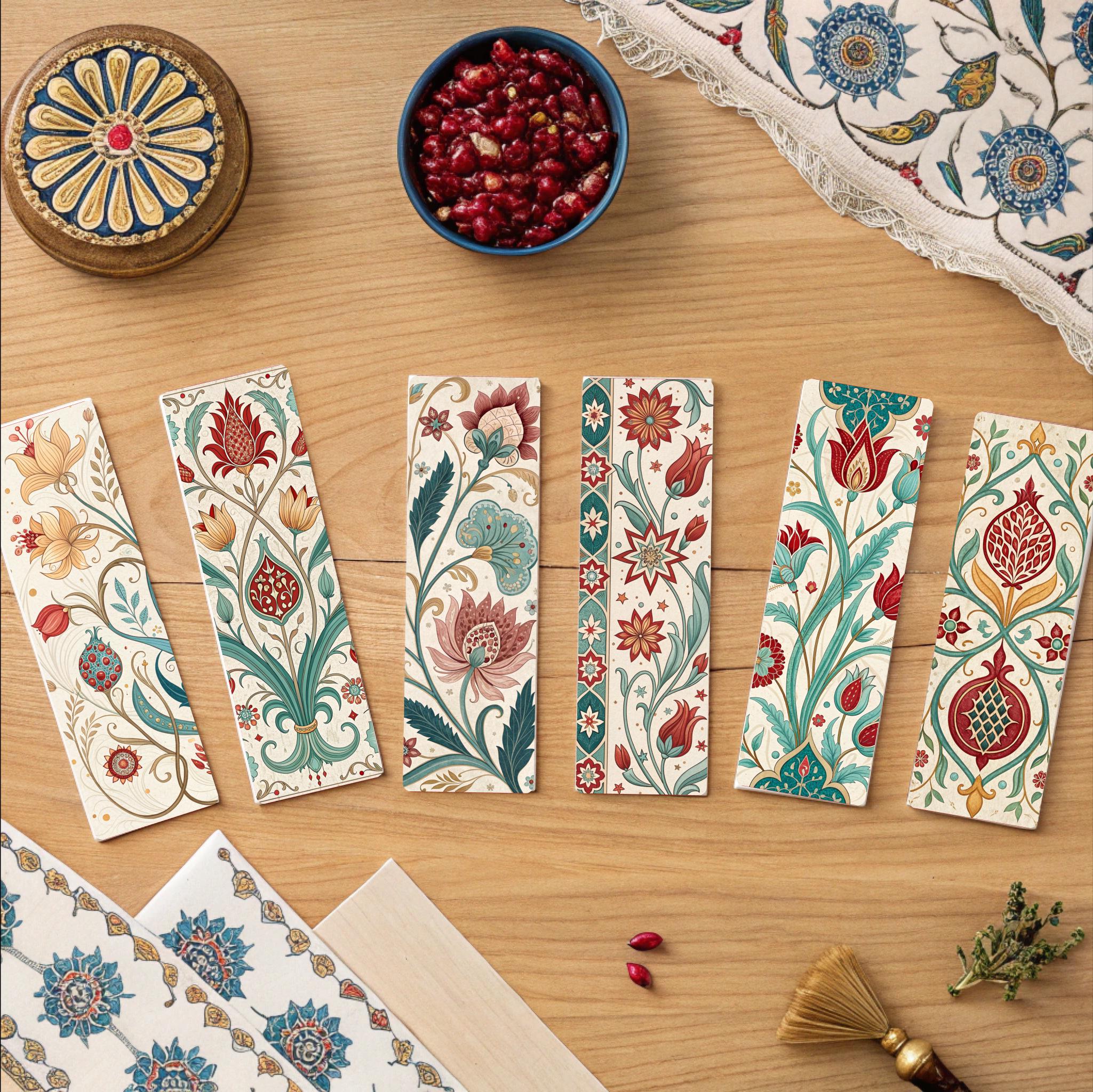 Ottoman Floral Tile Bookmark Set | Turkish Iznik Art Printable ...