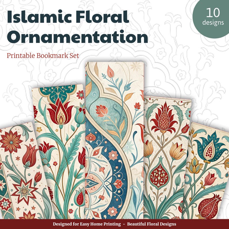 Ottoman Floral Tile Bookmark Set | Turkish Iznik Art Printable ...