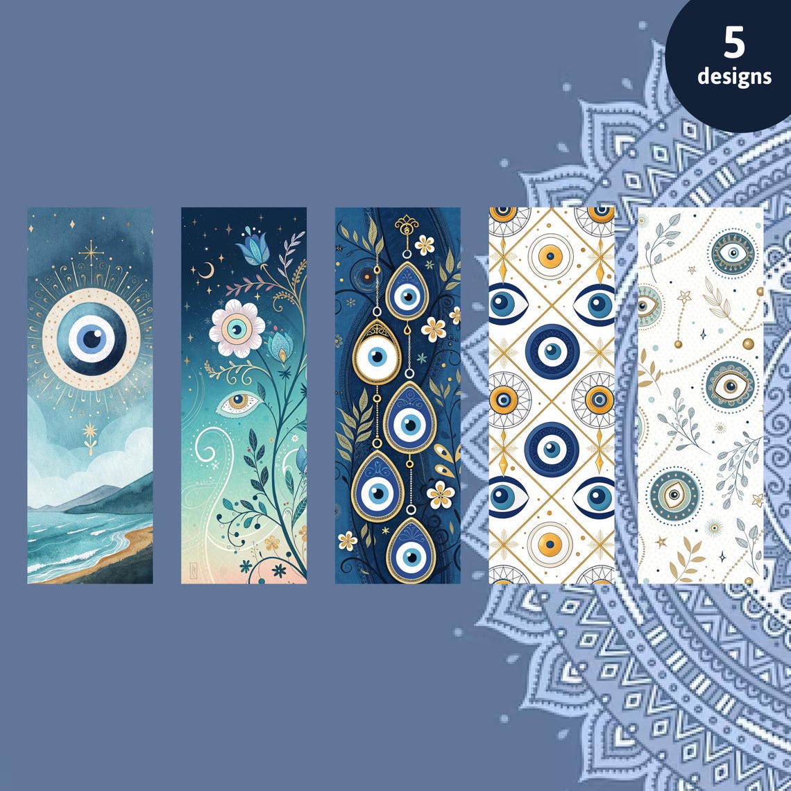 Turkish Evil Eye Bookmarks | Modern Energy Protective Designs | Set of ...