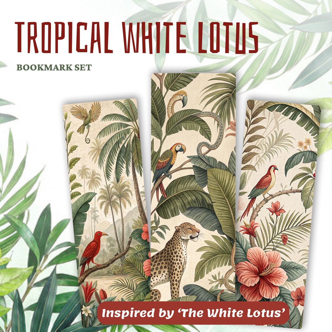 The White Lotus Inspired Bookmarks | Vintage Tropical Jungle Set ...