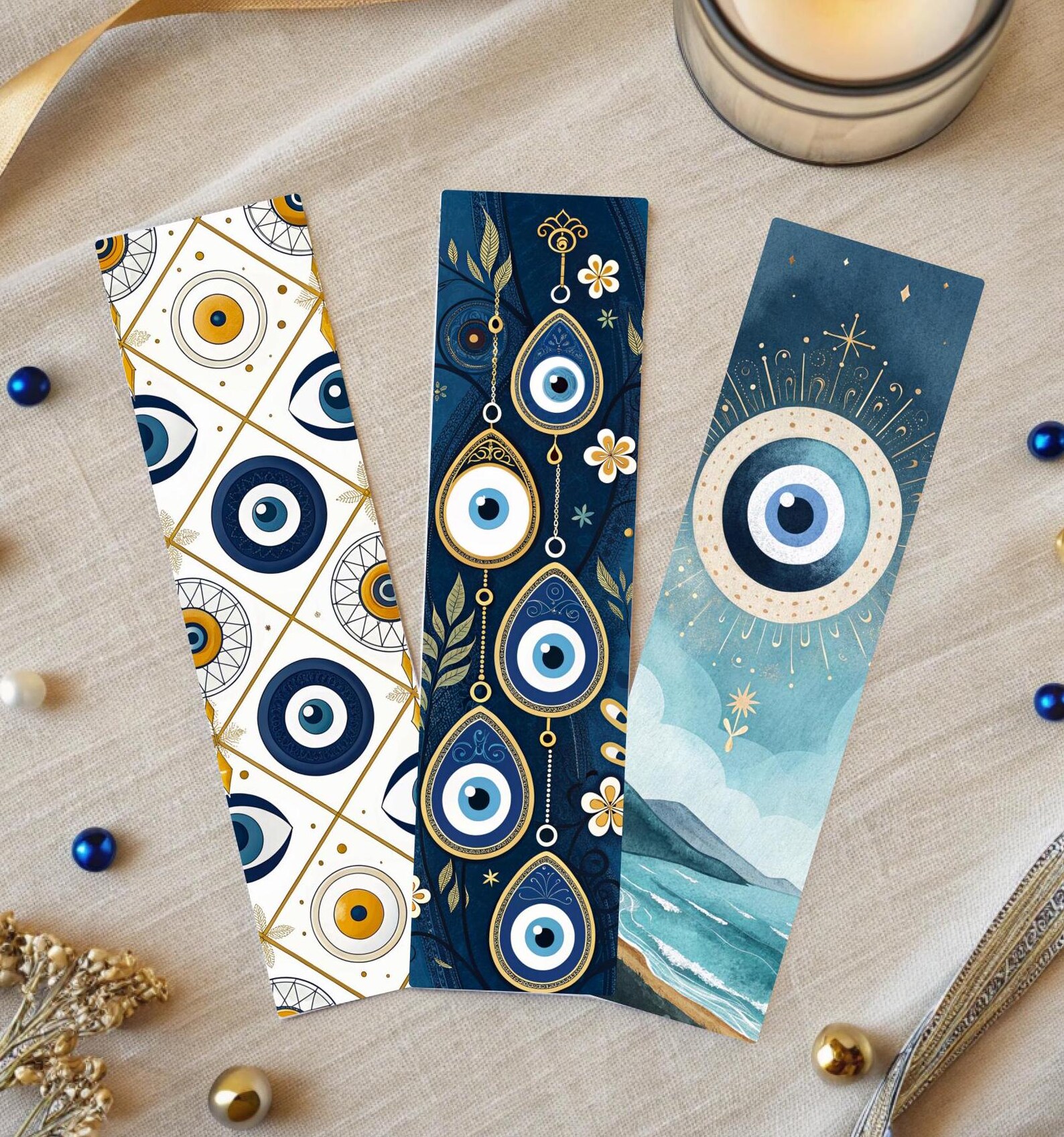Turkish Evil Eye Bookmarks Modern Energy Protective Designs Set of 5 ...