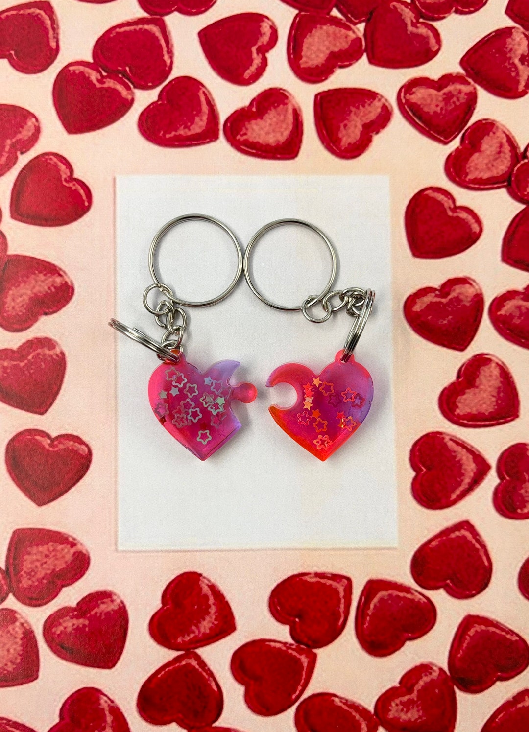 Resin Connecting Hearts Keychains - Etsy