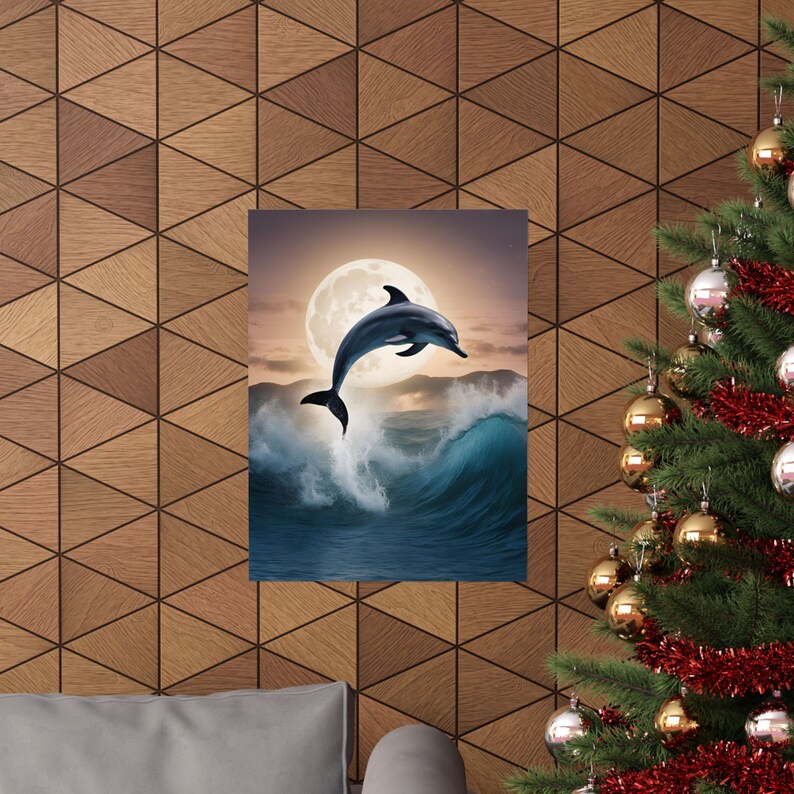 Dolphin Poster, Night, Moon, Waves, Wall Decor, Sea Life, Gift - Etsy