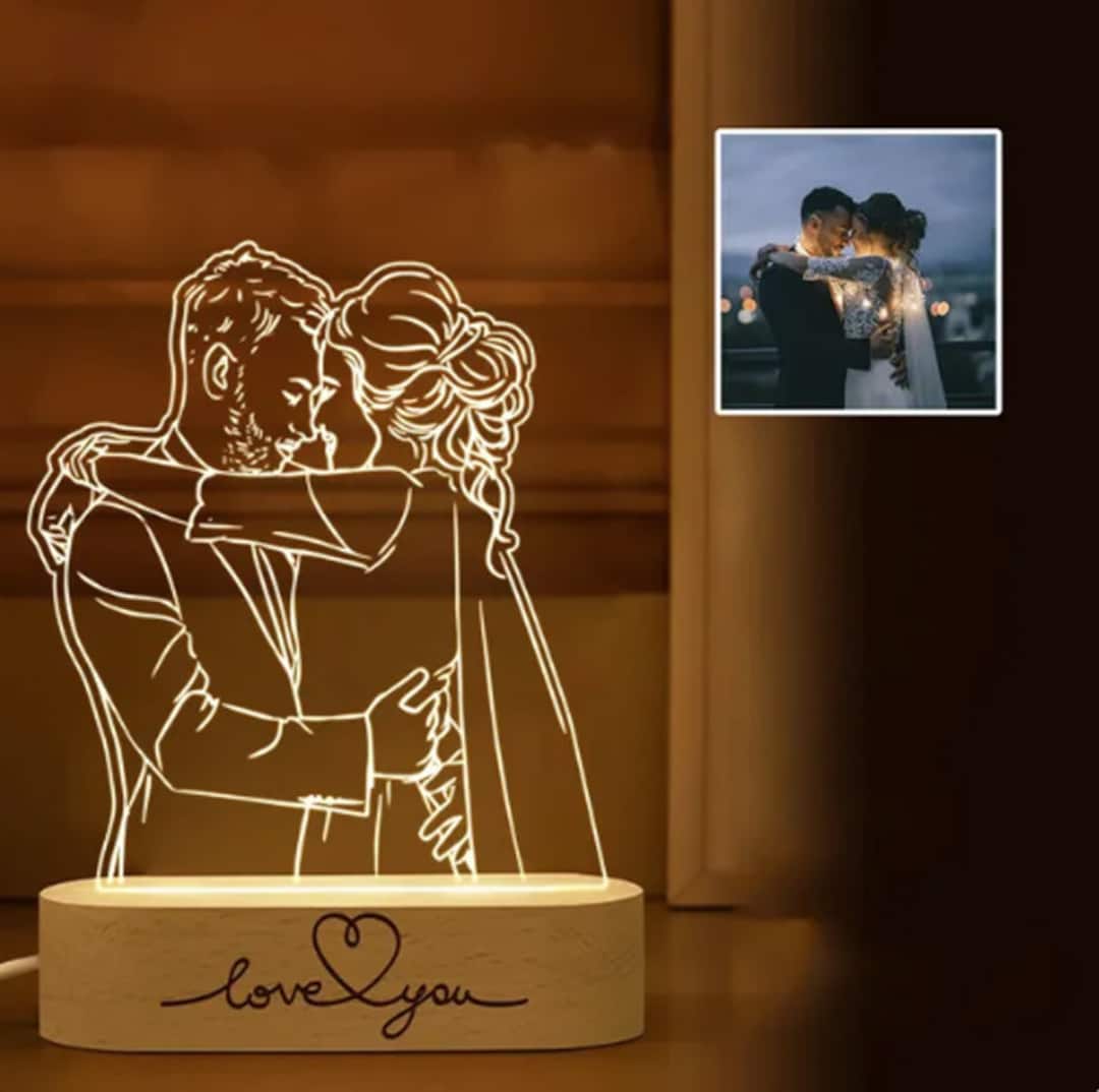 Personalized 3D Photo Lamp Custom Photo and Text Customized Valentine's ...