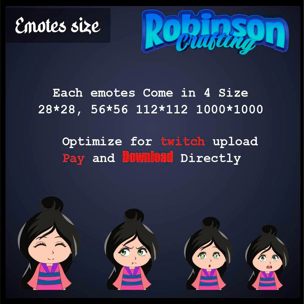 Expressive Animated Cute Anime Girl Emotion Pack Set of 6 Cute Digital ...