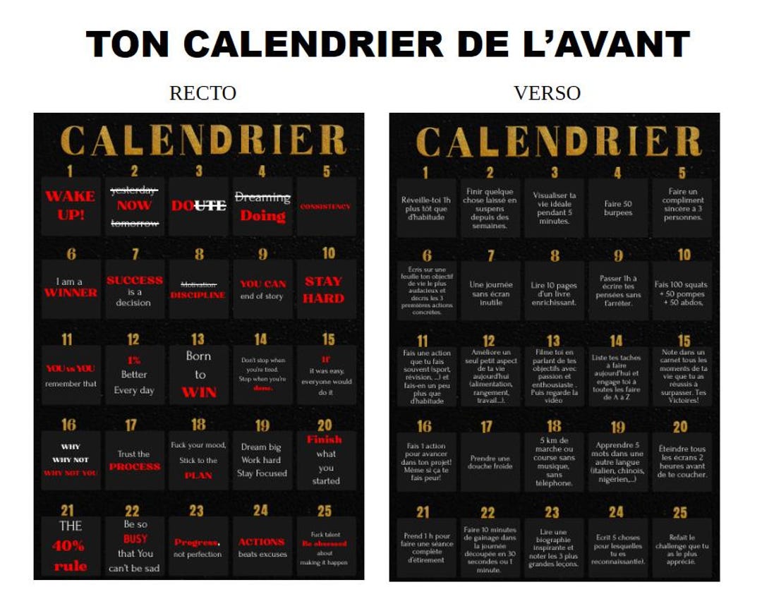 Digital Advent Calendar With Daily Challenges for Self-improvement / 1% ...