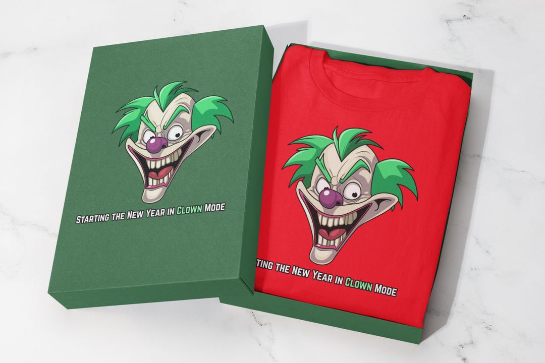 Funny Clown Mode Shirt, New Year 2026 Graphic Tee, Retro Cartoon Clown ...