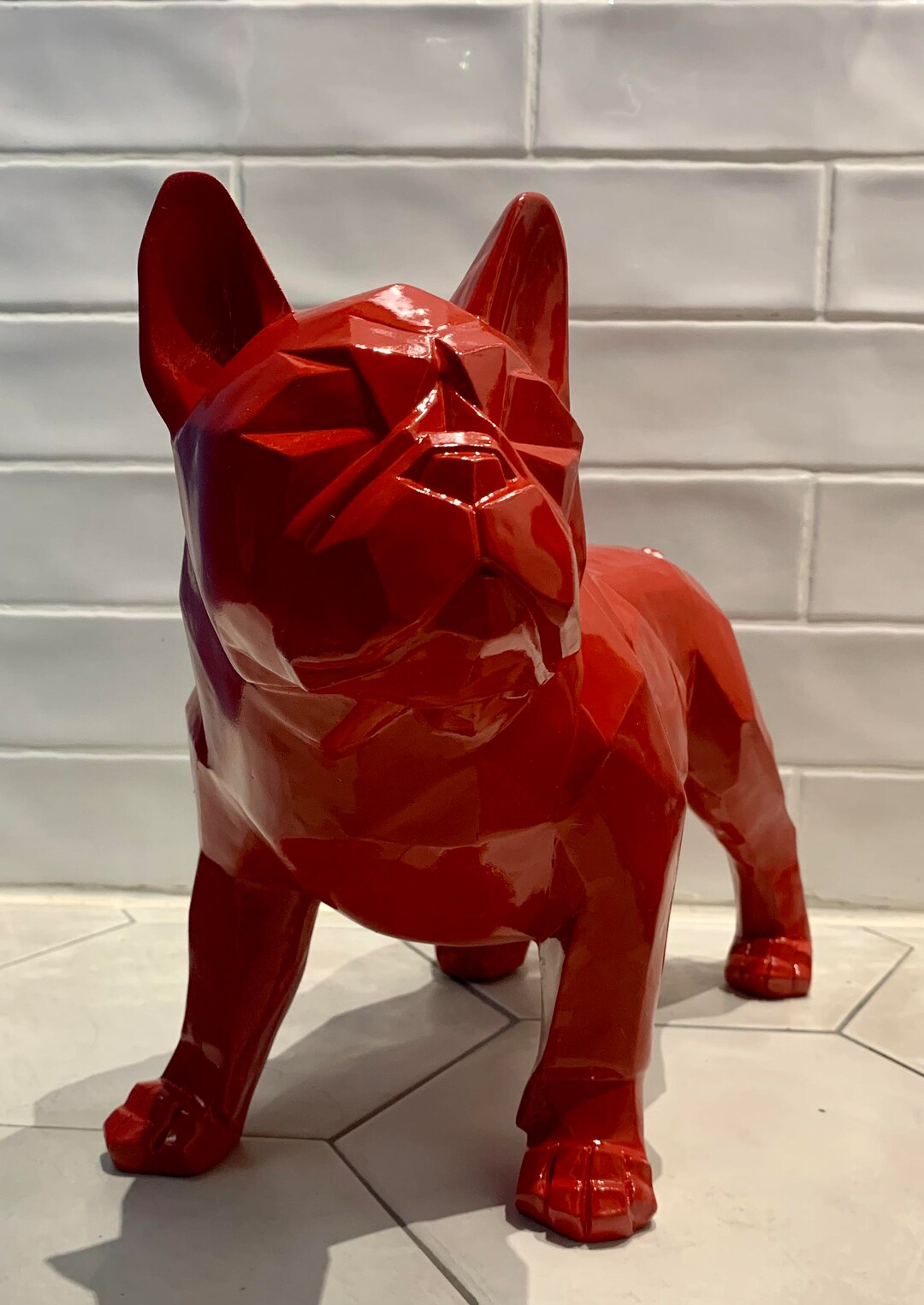 Geometric Bulldog Dog Statues _ Origami _ Standing - Etsy