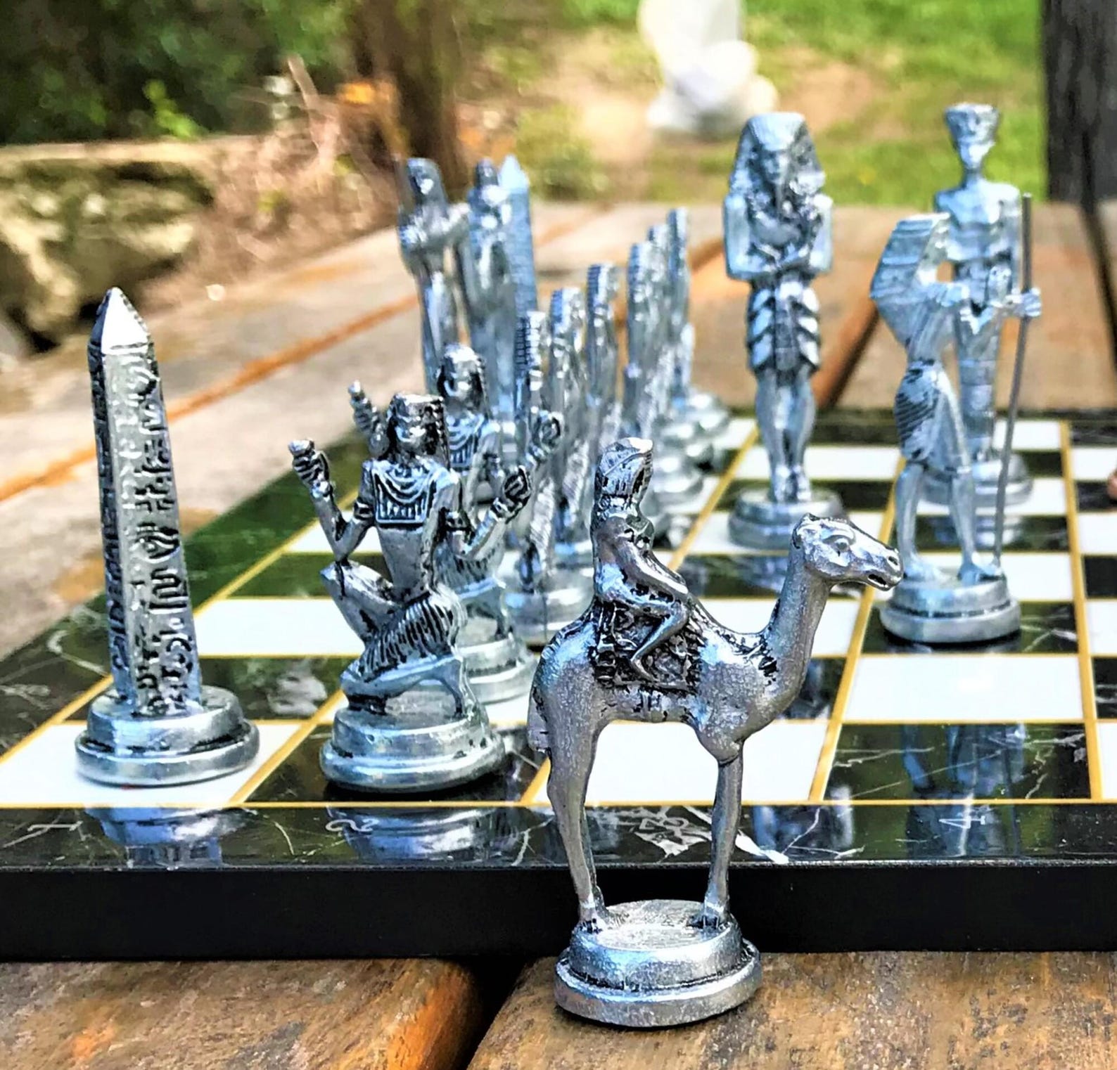 Luxury Chess Set Hand Crafted Cleopatra Pharaoh Antique Chess Pieces ...