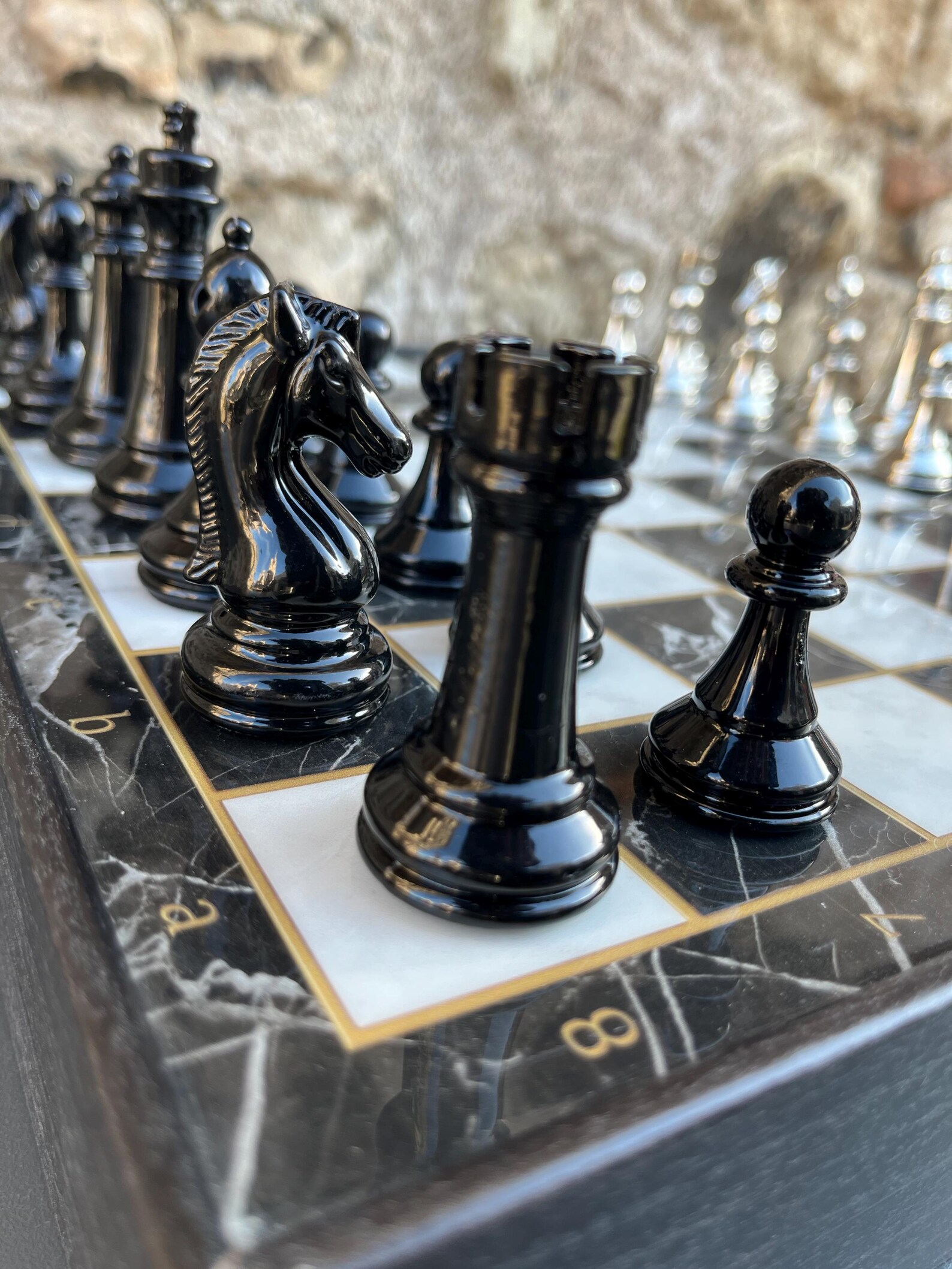 Custom Chest Chess Set - Personalized Chess Board With Black Pieces ...