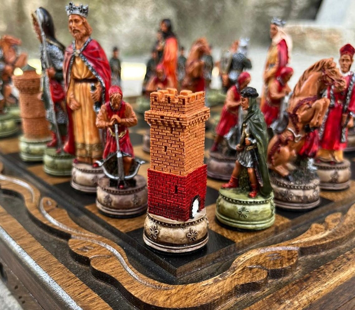 Luxury Chess Set Camelot Chess Pieces Wood Vintage Chess Board, Gift ...