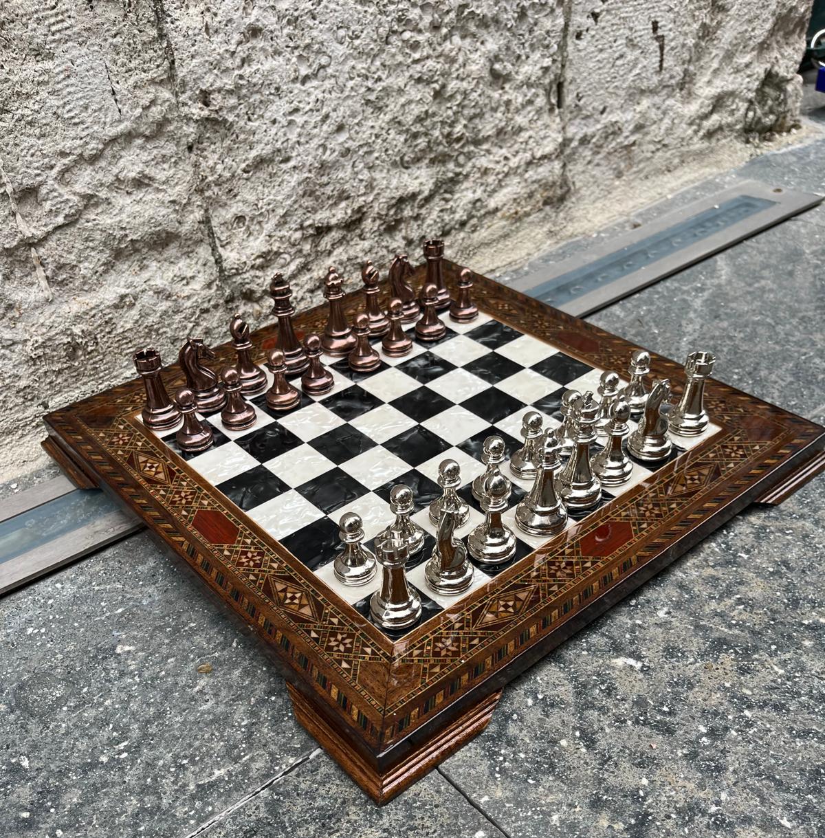 Luxury Chess Set With İnlaid Solid Wooden Chess Board Hand Crafted ...