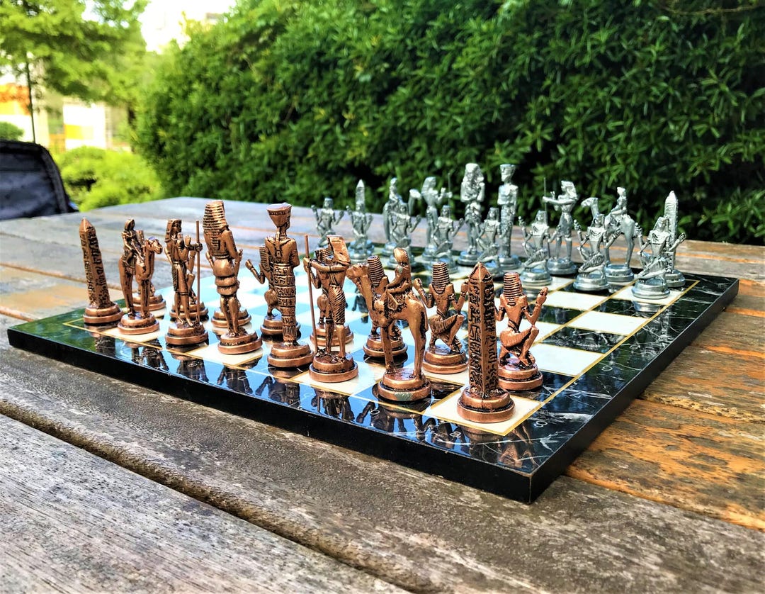 Luxury Chess Set Hand Crafted Cleopatra Pharaoh Antique Chess Pieces ...