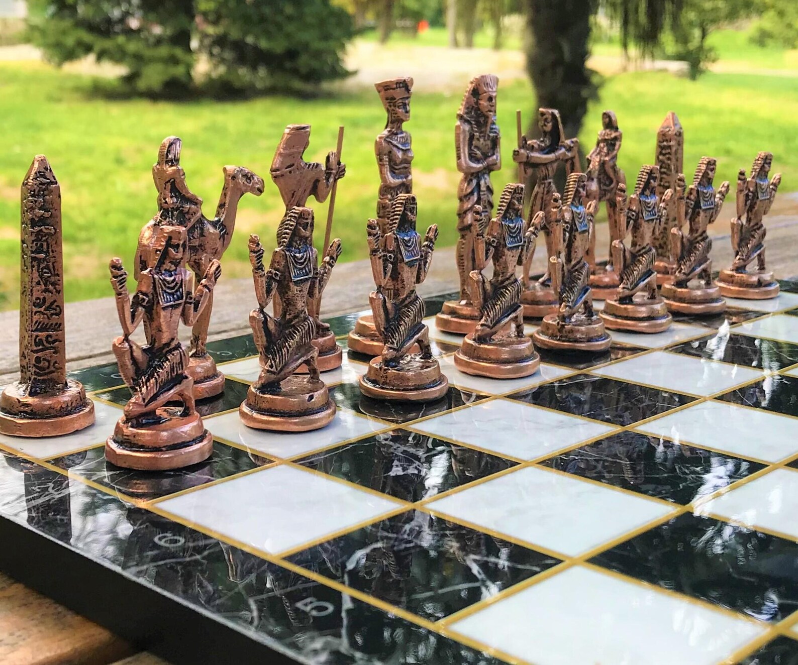 Luxury Chess Set Hand Crafted Cleopatra Pharaoh Antique Chess Pieces ...
