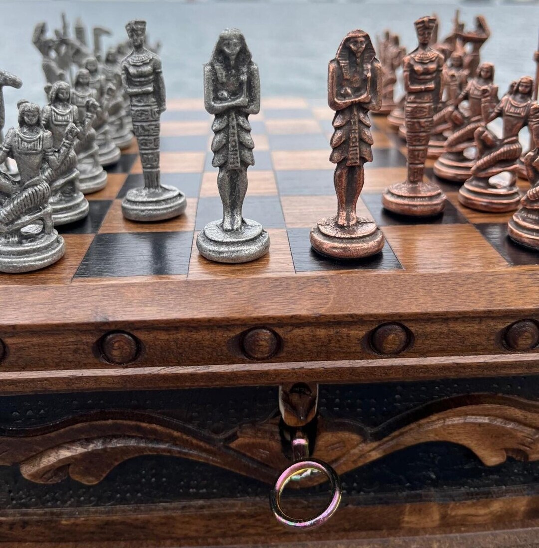 Vintage Chess Set With Hidden Compartment With Puzzle Chess Board Chess ...