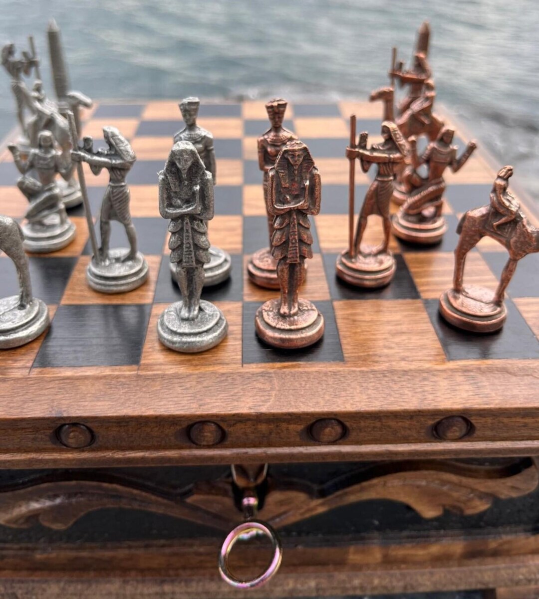 Vintage Chess Set With Hidden Compartment With Puzzle Chess Board Chess ...