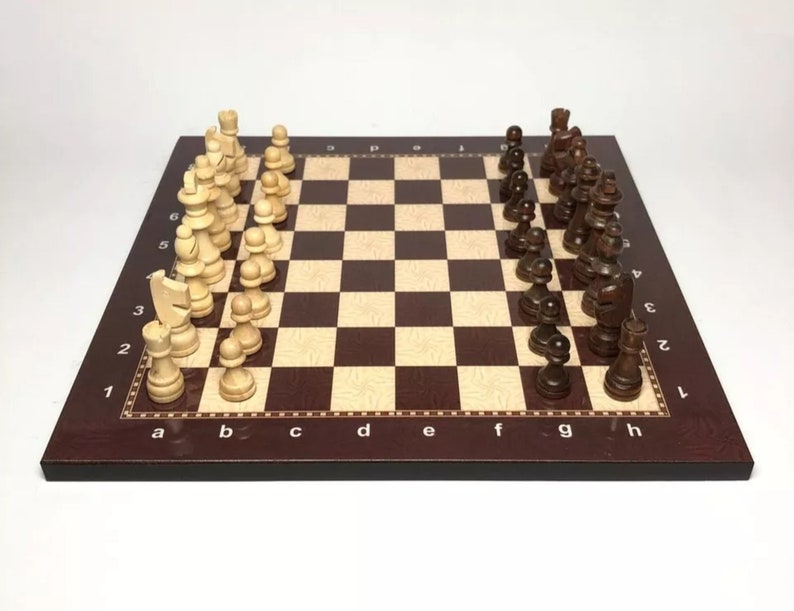 Large Chess Set Queen's Gambit Chess Board Staunton Wood Hand Carved ...