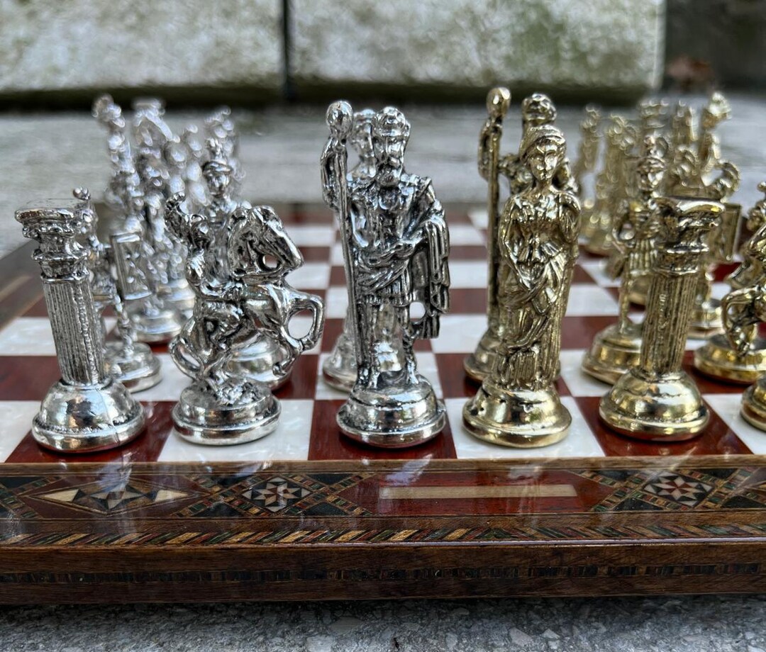 Luxury Chess Set Hand Crafted Mythology Vintage Chess Pieces Wood Chess ...