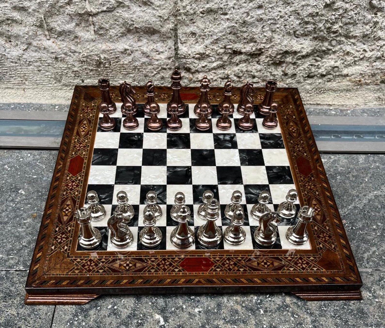 Luxury Chess Set With İnlaid Solid Wooden Chess Board Hand Crafted ...