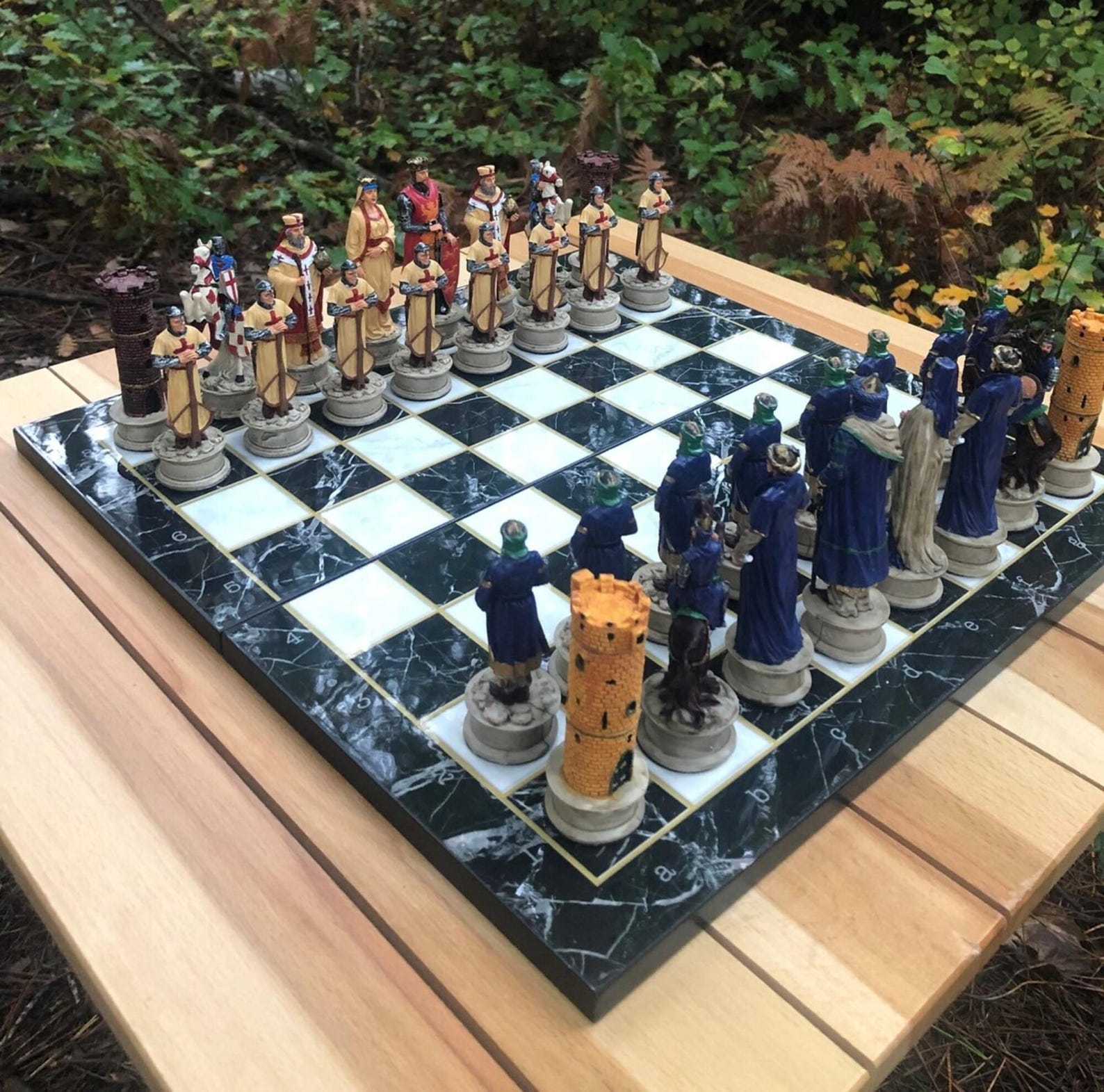 Luxury Chess Sets Crusaders Chess Pieces Handmade Marble Wooden Chess ...