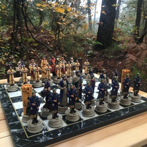 Chess Set Vintage Crusaders Hand Painted Chess Pieces Wood Chess Board ...