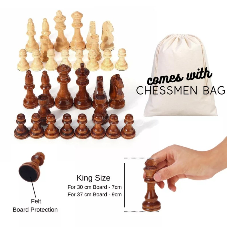 Large Chess Set Queen's Gambit Chess Board Staunton Wood Hand Carved ...