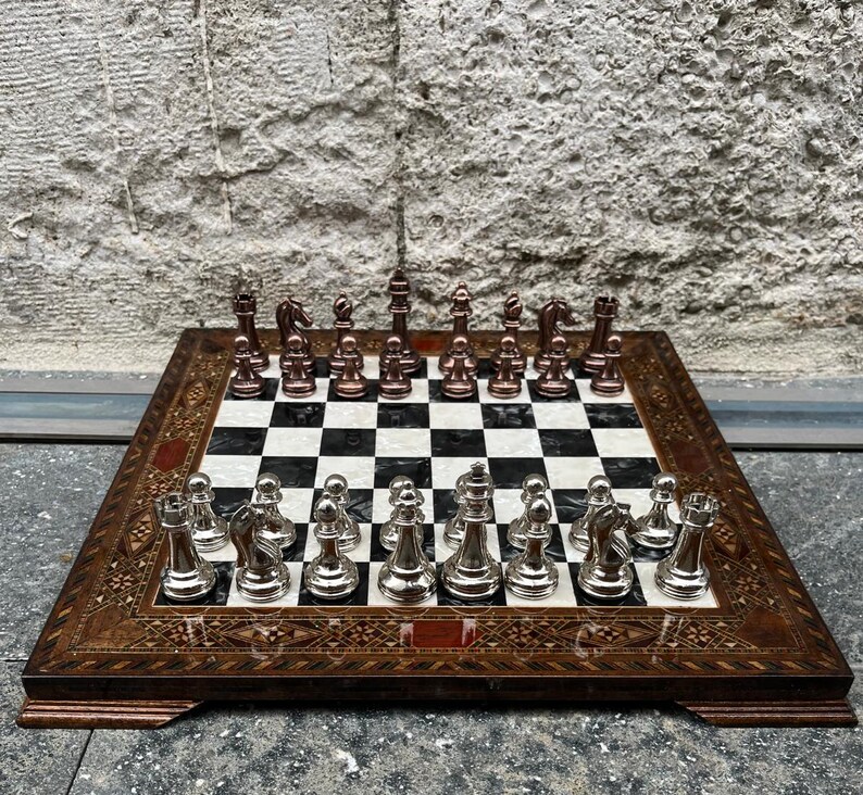 Luxury Chess Set With İnlaid Solid Wooden Chess Board Hand Crafted ...