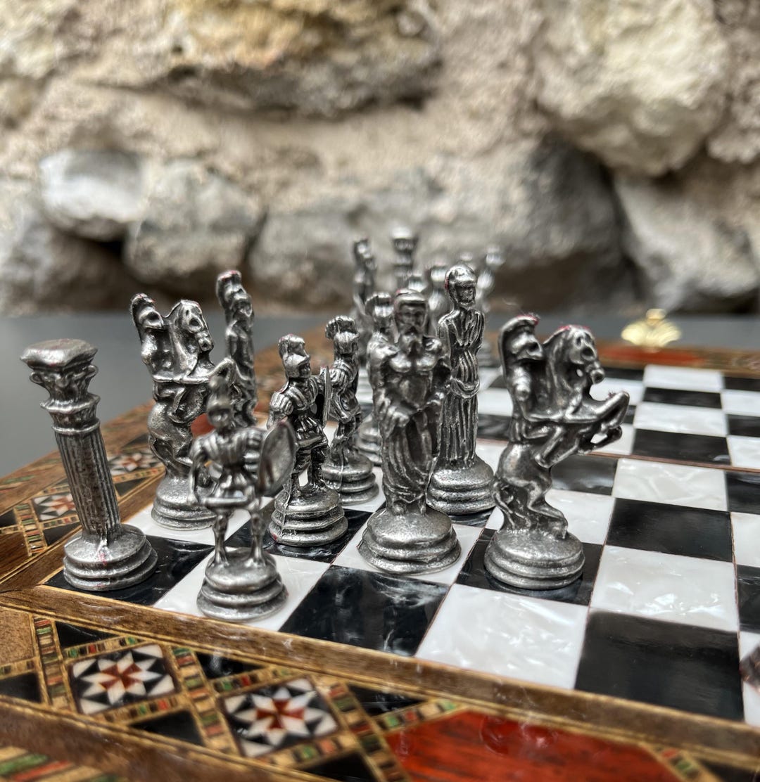 Exquisite Handmade Mythology Chess Set Solid Wood Board With Zamak ...