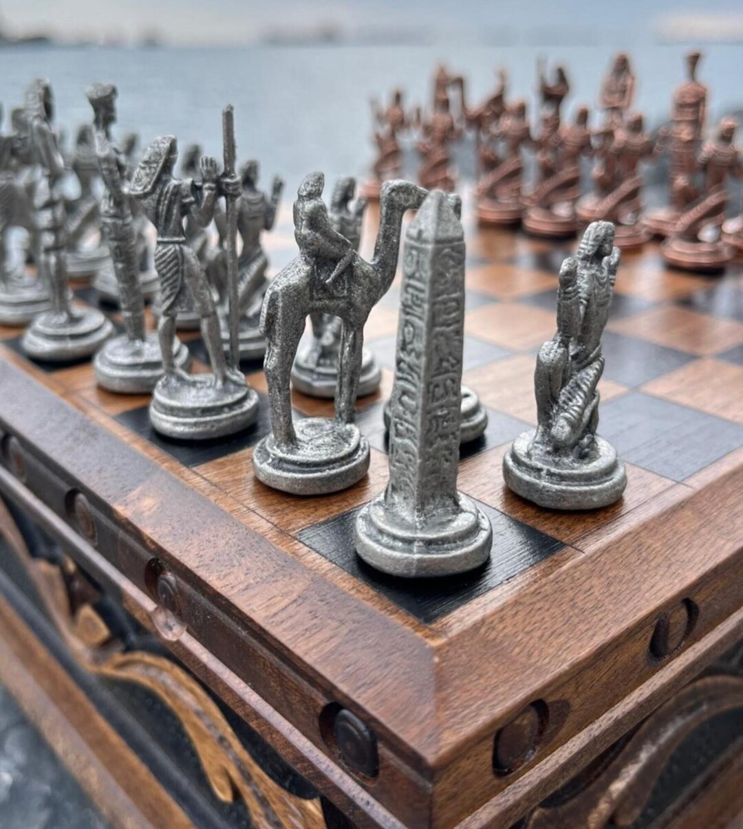 Vintage Chess Set With Puzzle Board & Hidden Compartment Handcrafted ...