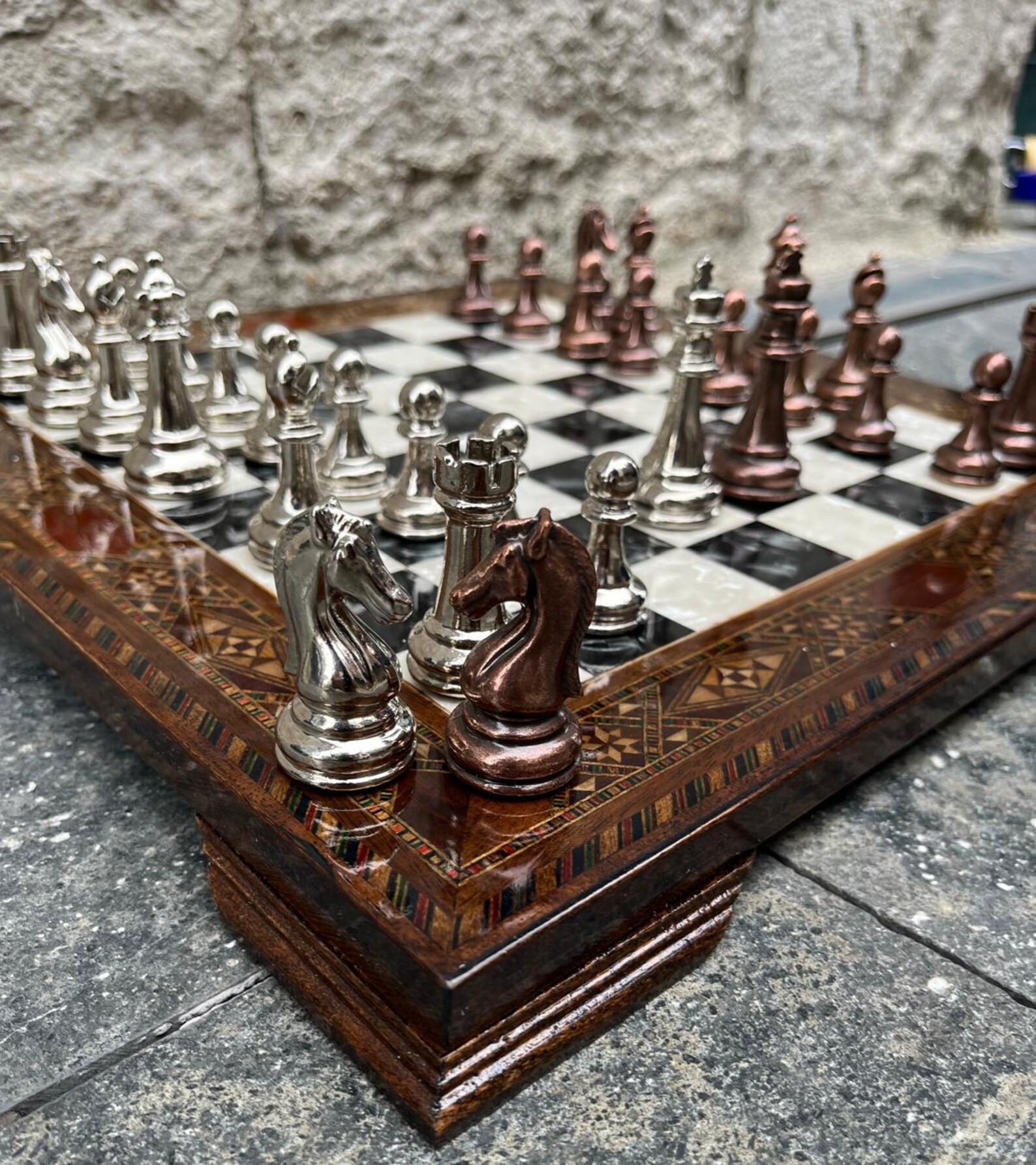 Luxury Chess Set With İnlaid Solid Wooden Chess Board Hand Crafted ...