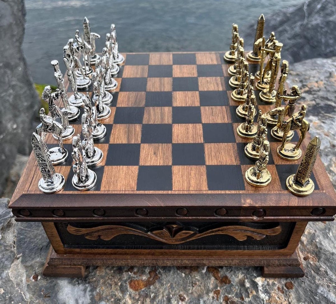 Luxury Puzzle Chess Set With Hidden Compartment With Chess Board Chess ...