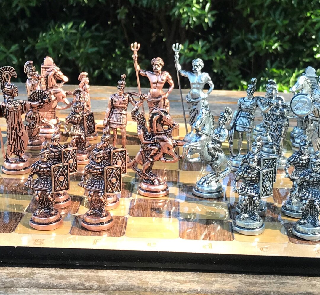 Decorative Chess Set Hand Crafted Mythology Antique Chess Pieces Wood ...
