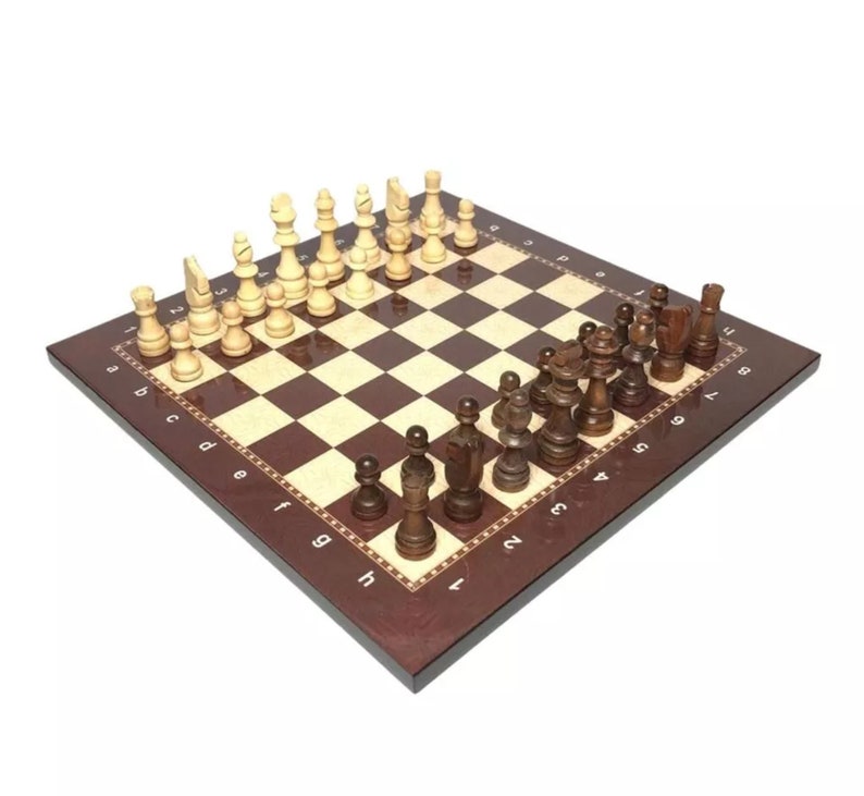 Large Chess Set Queen's Gambit Chess Board Staunton Wood Hand Carved ...