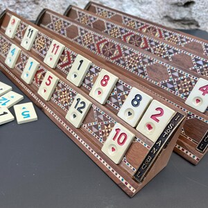 Okey Set 2-4 Player Rummy Cube Game Set, 4 Wooden Racks, 106 Tiles ...