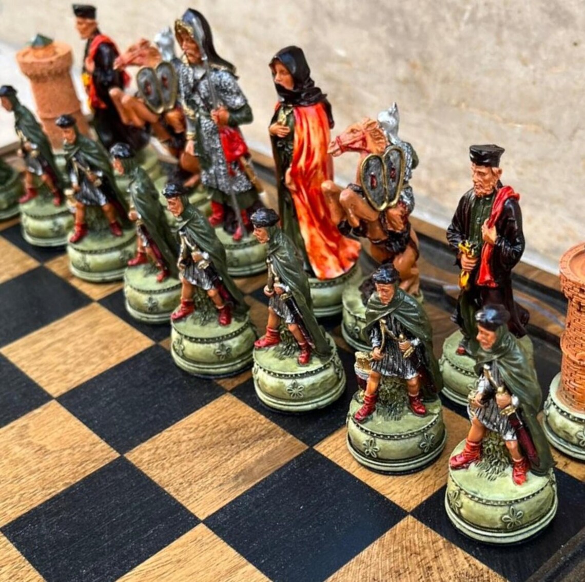 Luxury Chess Set Camelot Chess Pieces Handmade Walnut Wooden Vintage ...