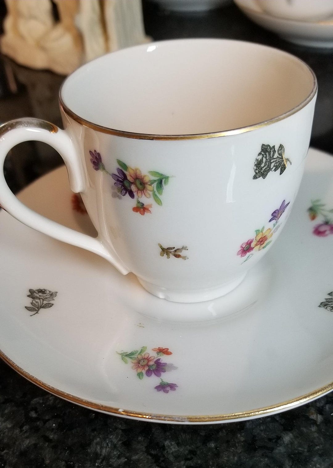 RARE!! Limoges France Porcelain Demi. Small Cup W Saucer Set, 14k Gold ...