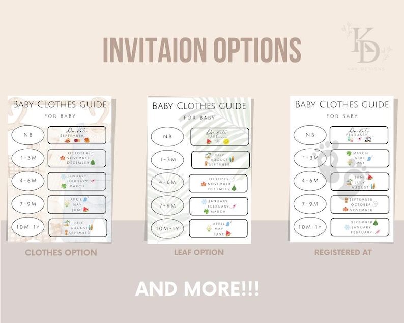 Baby Clothes Guide (invitation Insert) Month by Month - Etsy