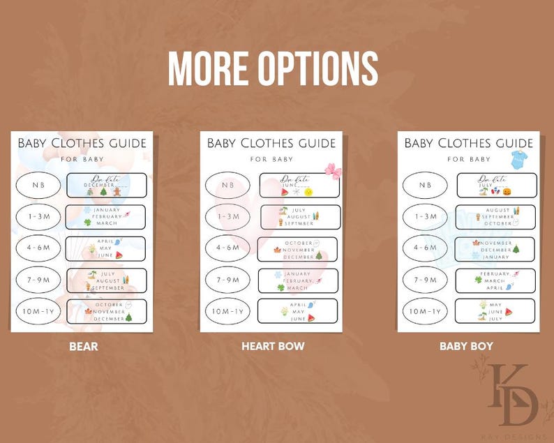Baby Clothes Guide (invitation Insert) Month by Month - Etsy