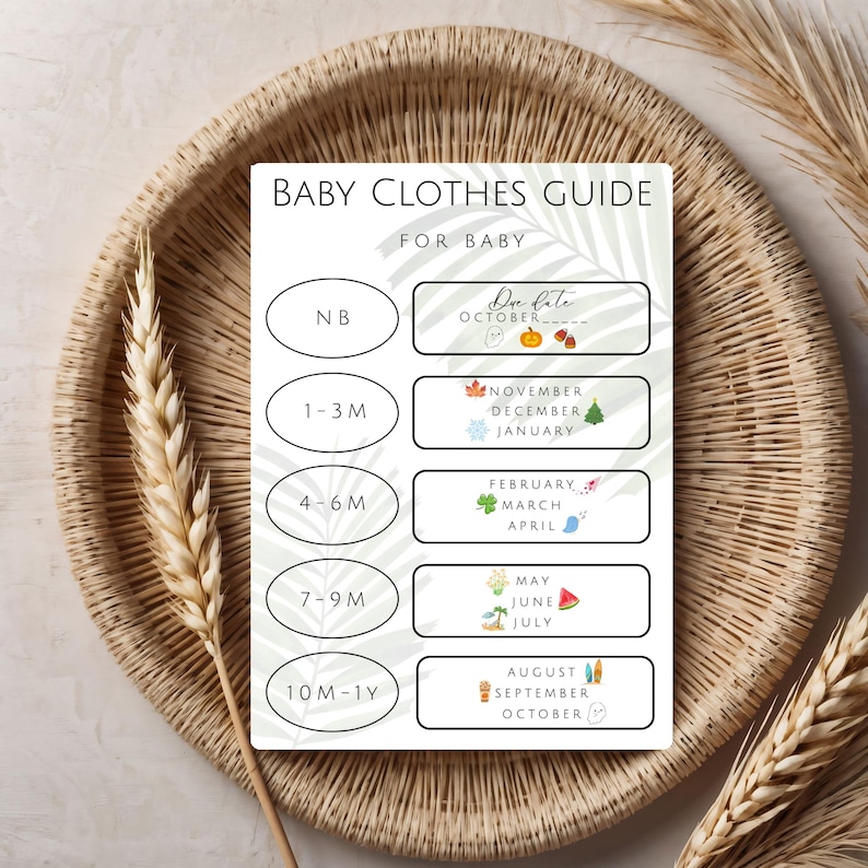 Baby Clothes Guide (invitation Insert) Month by Month - Etsy