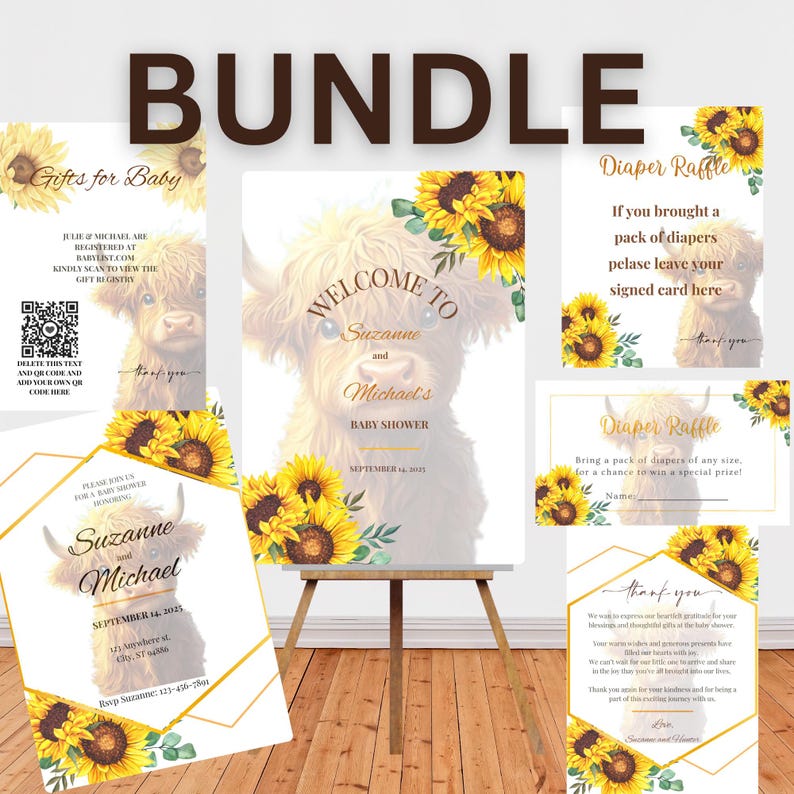 Highland Sunflower Baby Shower Bundle - Etsy